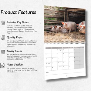 Pigs Calendar 2025: Monthly Wall Calendar With Notes, Opens to A3 Size ...