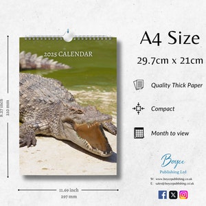 Crocodile Calendar 2025: Monthly Wall Calendar With Notes, Hanging A4 ...