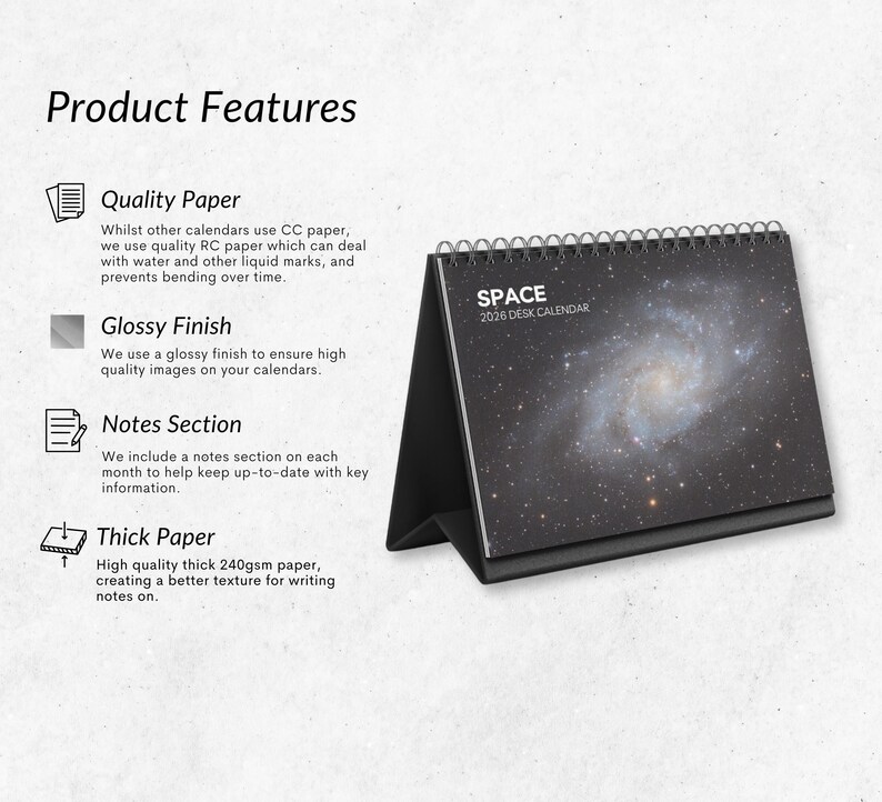 Space Desk Calendar 2026-2027: Standing Flip Desktop Calendar With ...