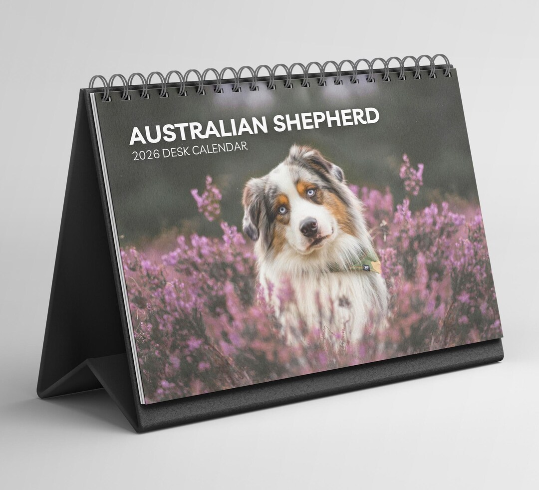 Australian Shepherd Desk Calendar 2026-2027: Standing Flip Desktop ...