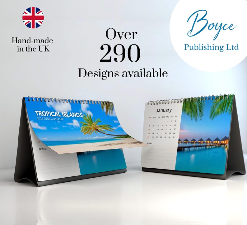 Tropical Islands Desk Calendar 2026-2027: Standing Flip Desktop ...