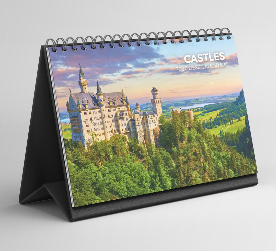 Castles Desk Calendar 2026-2027: Standing Flip Desktop Calendar With ...