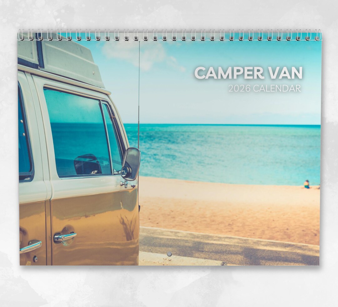 Camper Van Calendar 2026: Monthly Wall Calendar With Notes, Opens to A3 ...