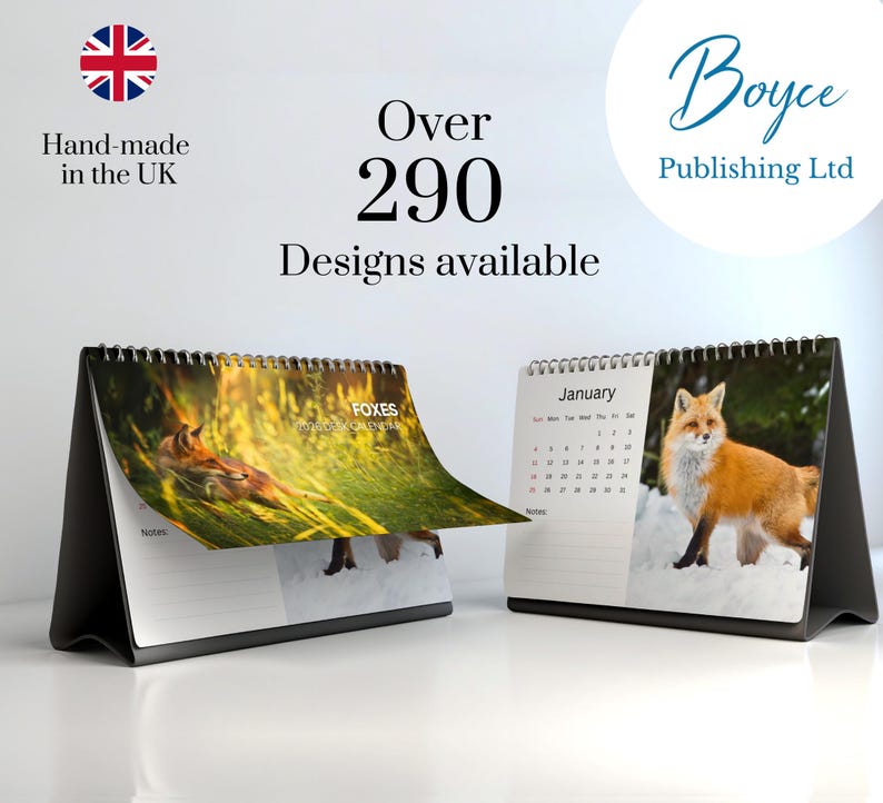 Fox Desk Calendar 2026-2027: Standing Flip Desktop Calendar With Thick ...
