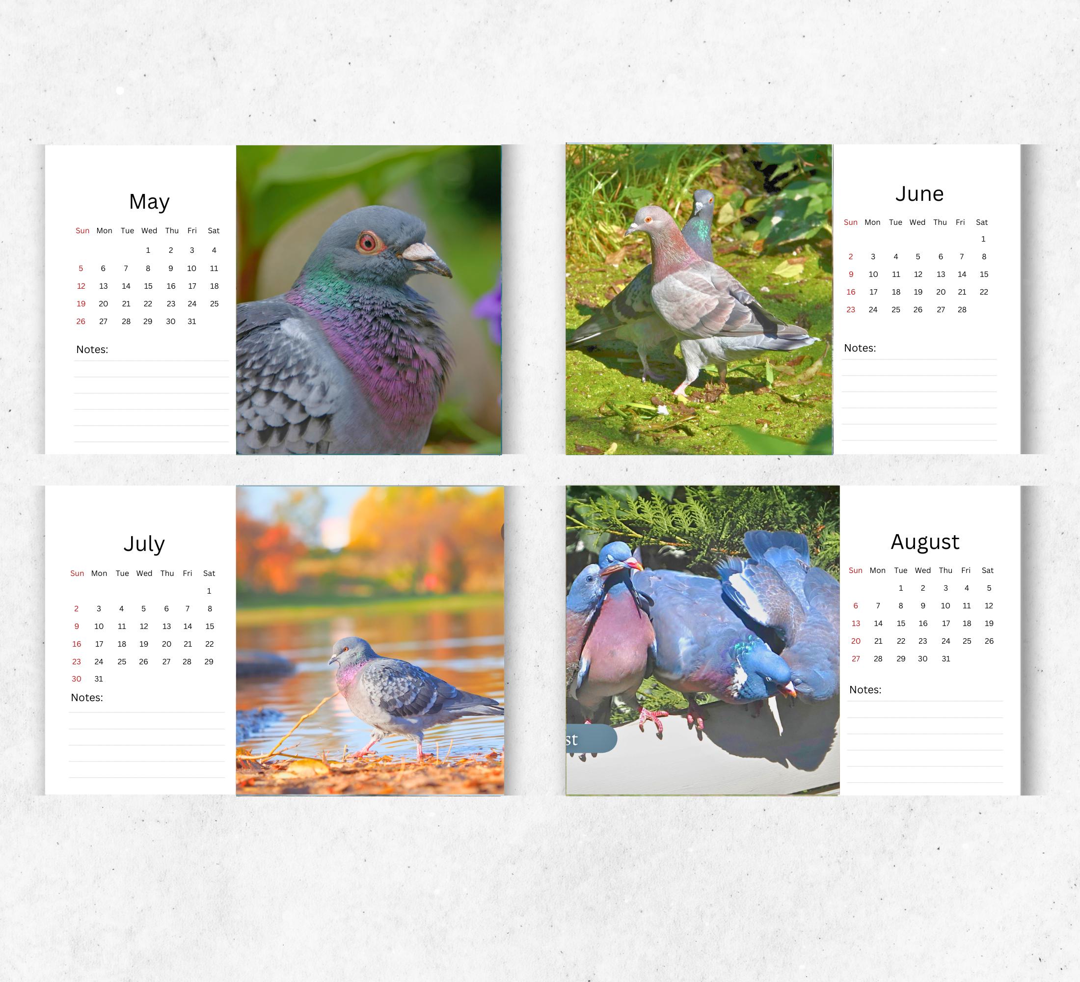 Pigeon Desk Calendar 2026-2027: Standing Flip Desktop Calendar With ...
