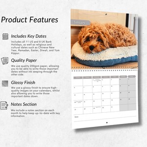 Cavapoo Calendar 2025: Monthly Wall Calendar With Notes, Opens to A3 ...
