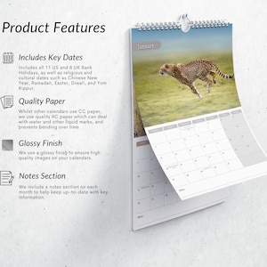Cheetah Calendar 2025: Monthly Wall Calendar With Notes, Hanging A4 ...