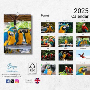 Parrot Calendar 2025: Monthly Wall Calendar With Notes, Hanging A4 Size ...