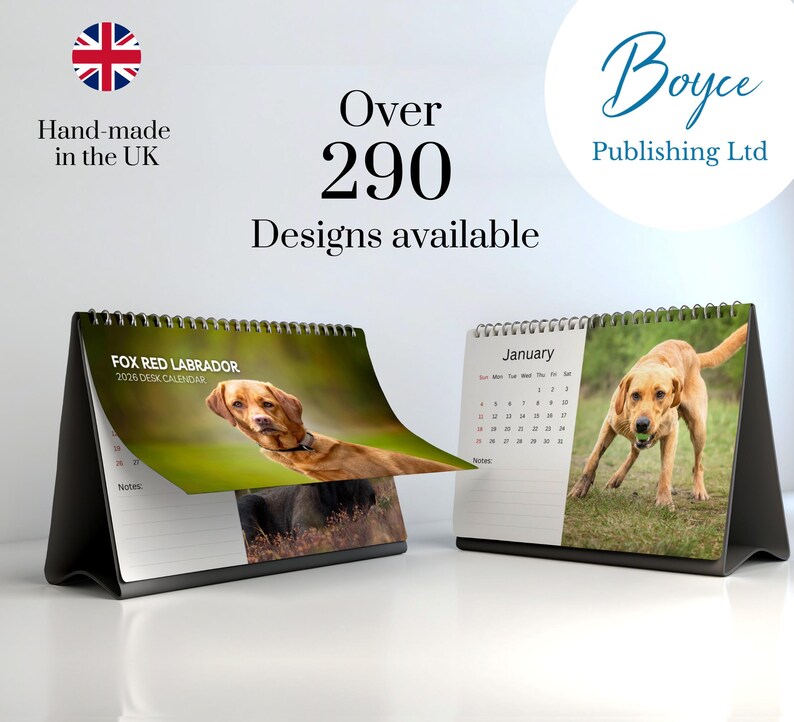 Fox Red Labrador Desk Calendar 2026-2027: Standing Flip Desktop ...
