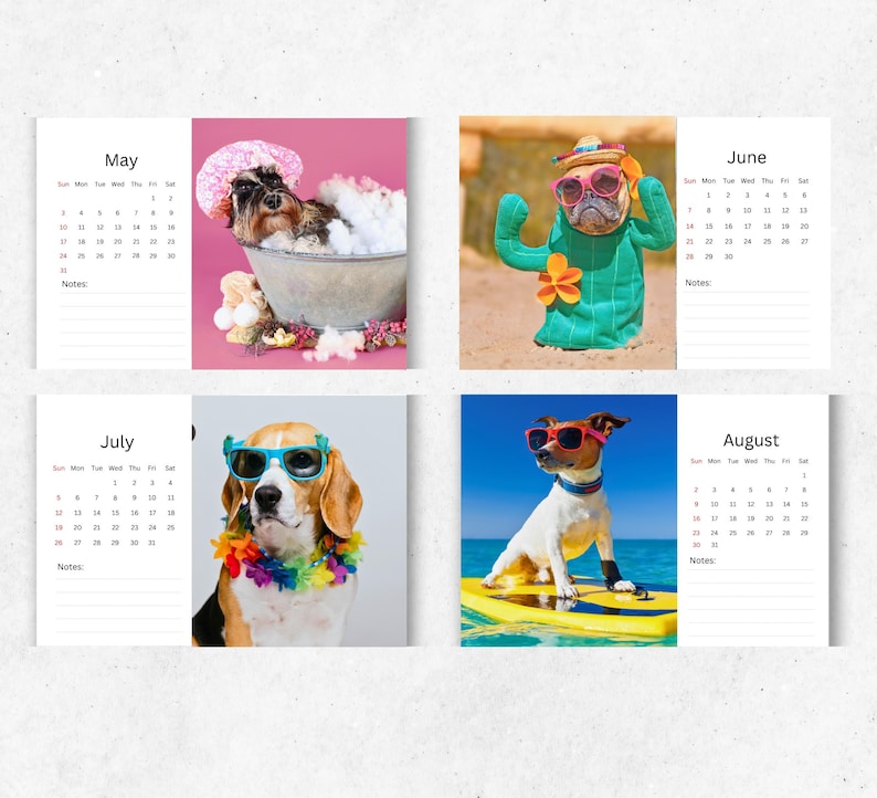 Fun Dogs Desk Calendar 2026-2027: Standing Flip Desktop Calendar With ...