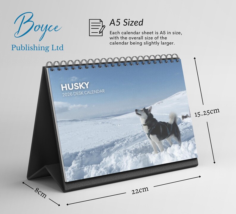 Husky Desk Calendar 2026-2027: Standing Flip Desktop Calendar With ...