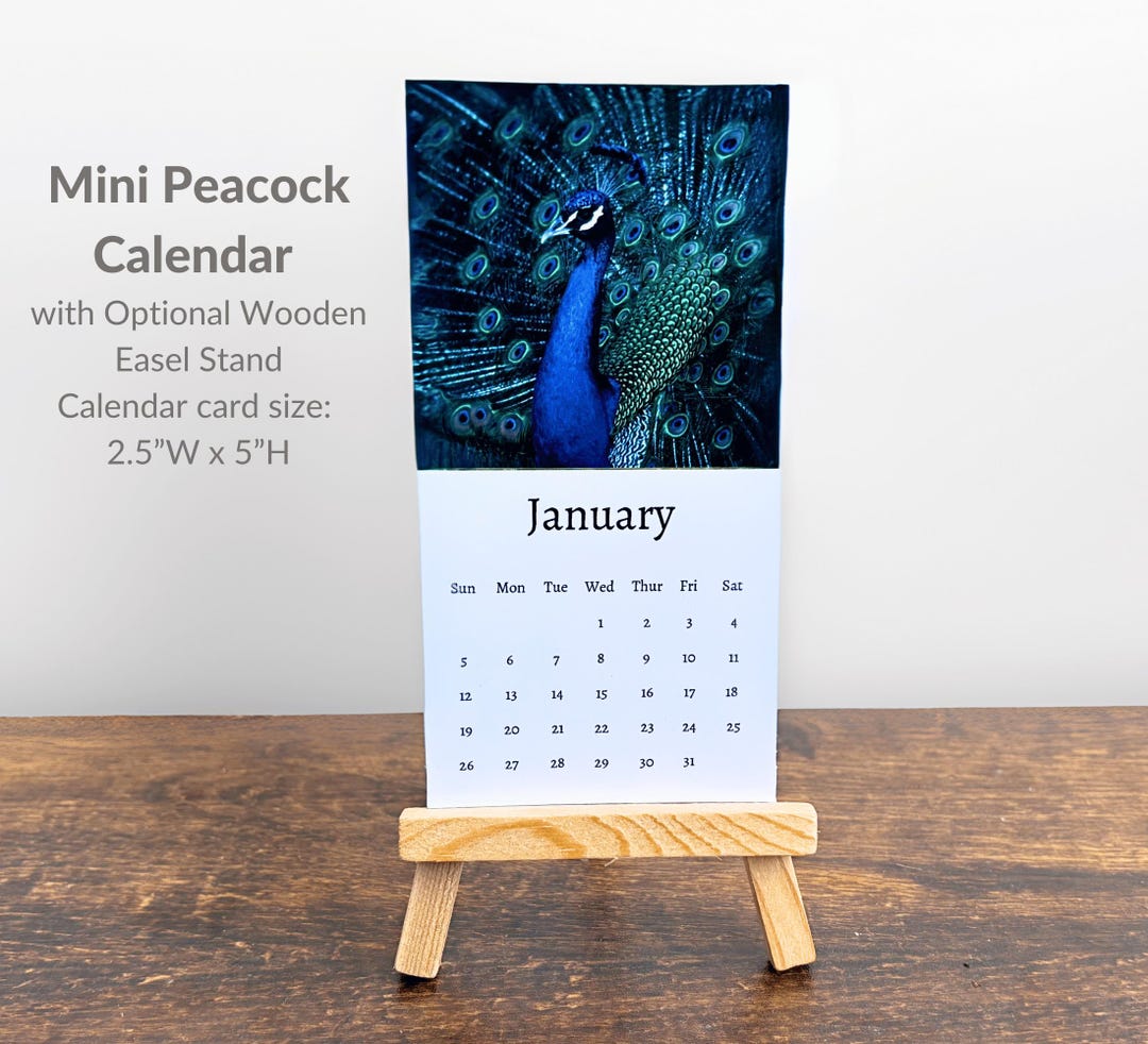 Peacock Calendar 2025: Mini Desk Calendar, Peacock Calendar 2025-2026 ...