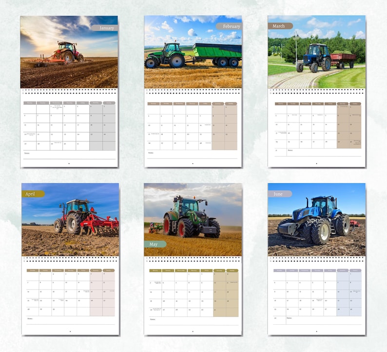 Tractors Calendar 2026: Monthly Wall Calendar With Notes, Opens to A3 ...