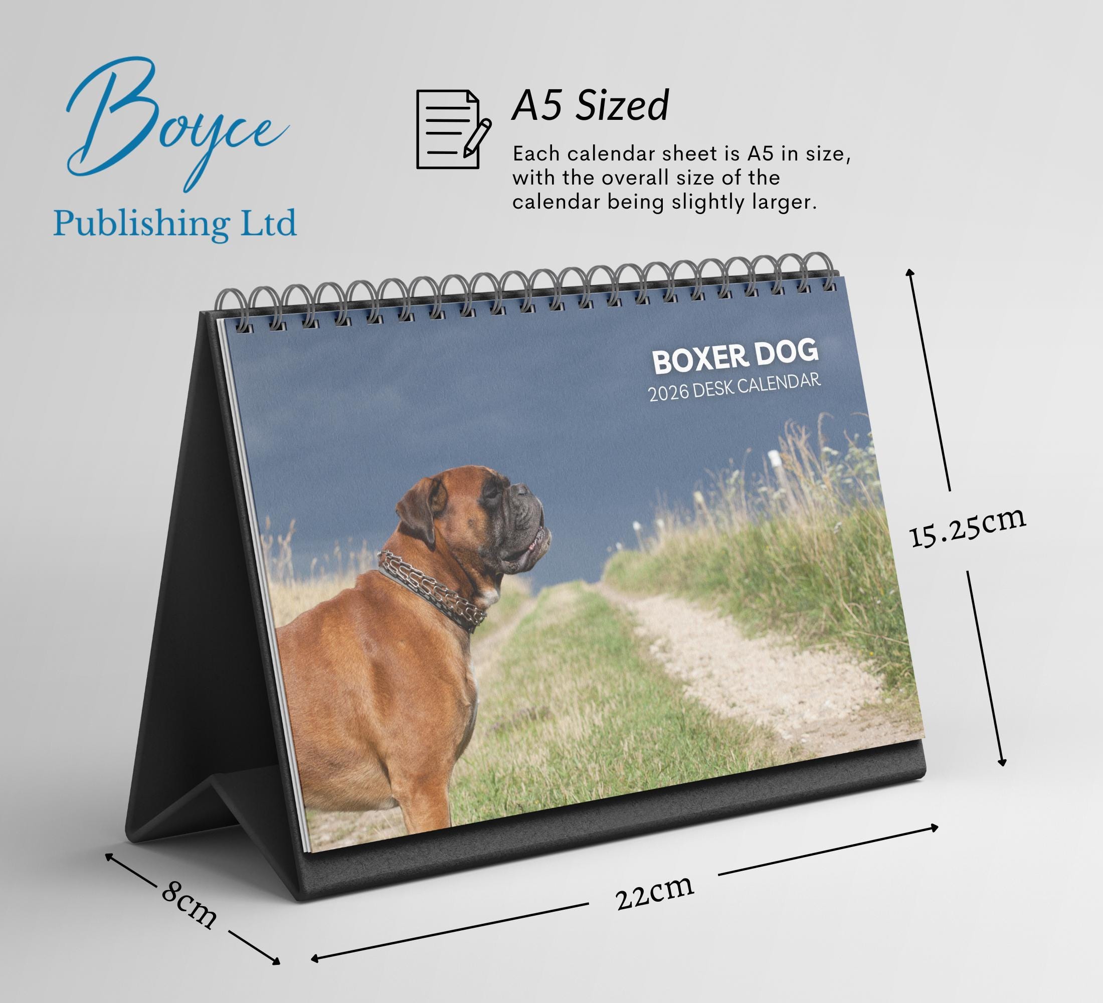 Boxer Dog Desk Calendar 2026-2027: Standing Flip Desktop Calendar With ...