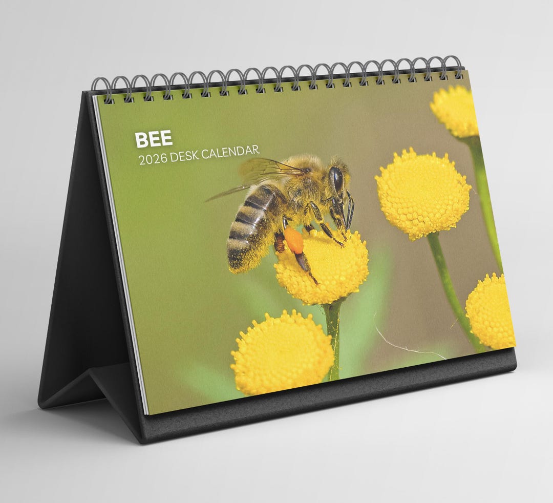 Bee Desk Calendar 2026-2027: Standing Flip Desktop Calendar With Thick ...