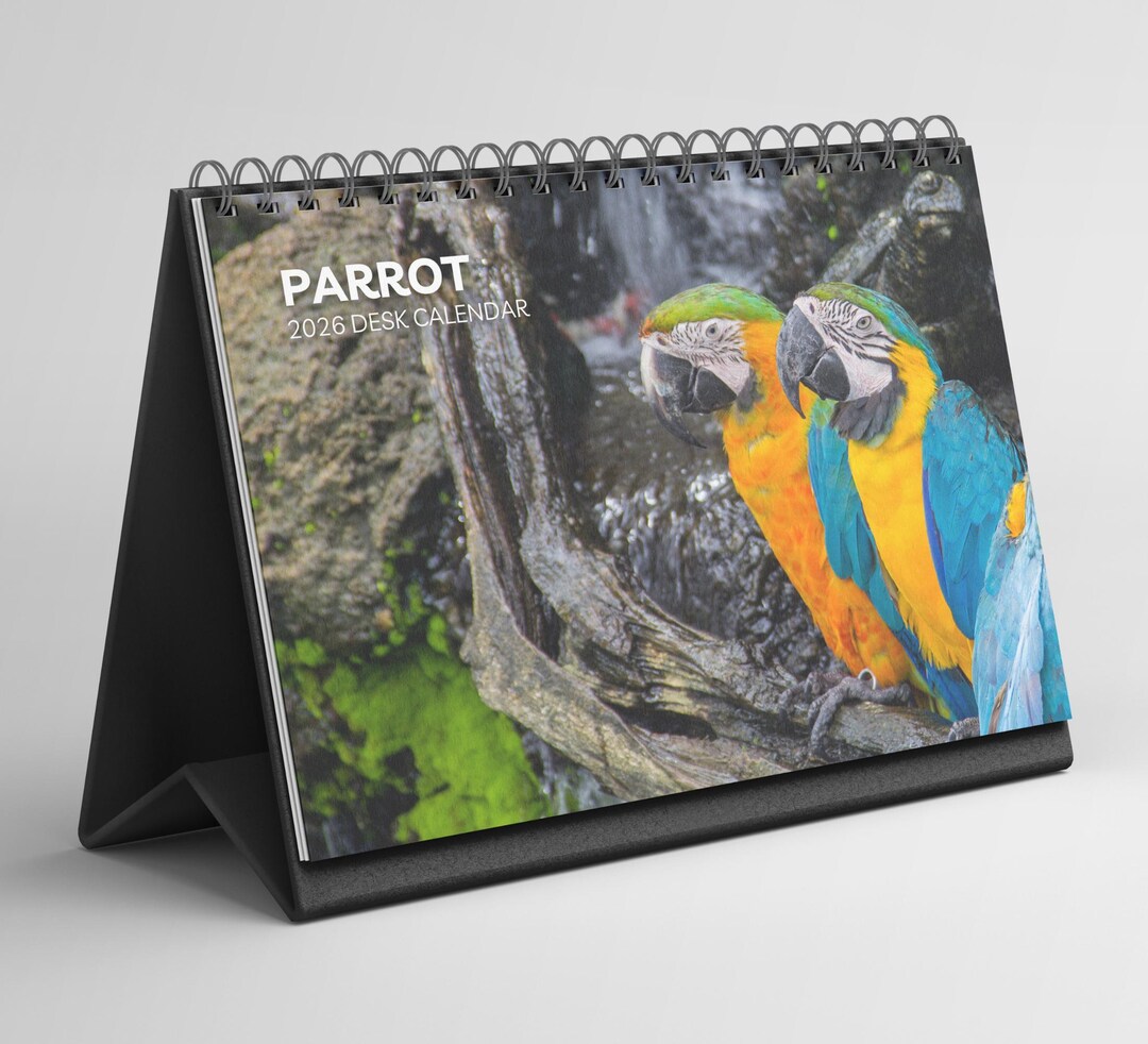 Parrot Desk Calendar 2026-2027: Standing Flip Desktop Calendar With ...