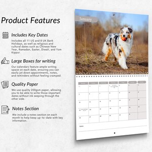 Australian Shepherd Calendar 2026: Monthly Wall Calendar With Notes ...
