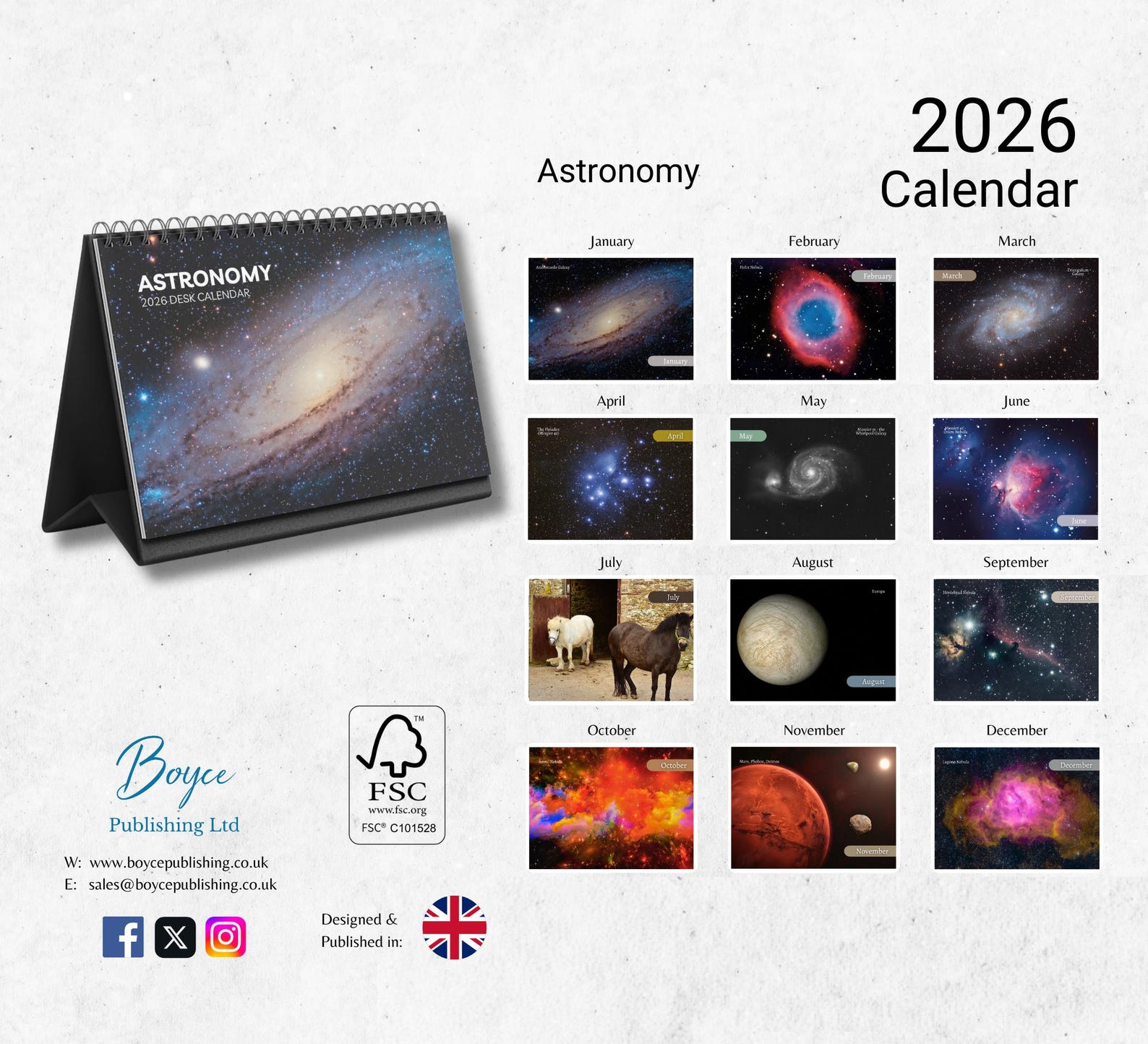 Astronomy Desk Calendar 2026-2027: Standing Flip Desktop Calendar With ...