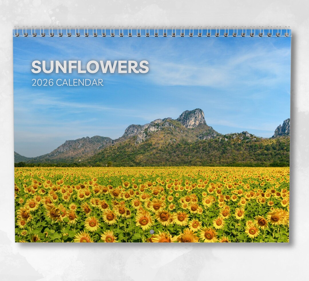 Sunflowers Calendar 2026: Monthly Wall Calendar With Notes, Opens to A3 ...
