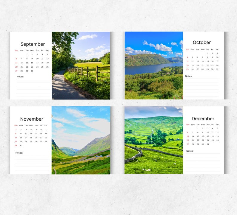 British Countryside Desk Calendar 2026-2027: Standing Flip Desktop ...