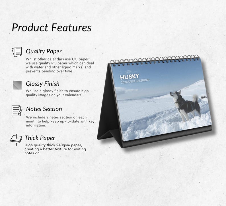 Husky Desk Calendar 2026-2027: Standing Flip Desktop Calendar With ...
