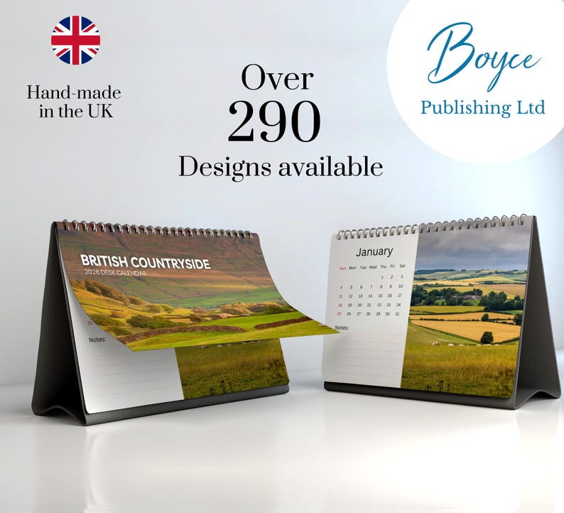 British Countryside Desk Calendar 2026-2027: Standing Flip Desktop ...