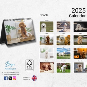 Poodle Desk Calendar 2025-2026: Standing Flip Desktop Calendar With ...