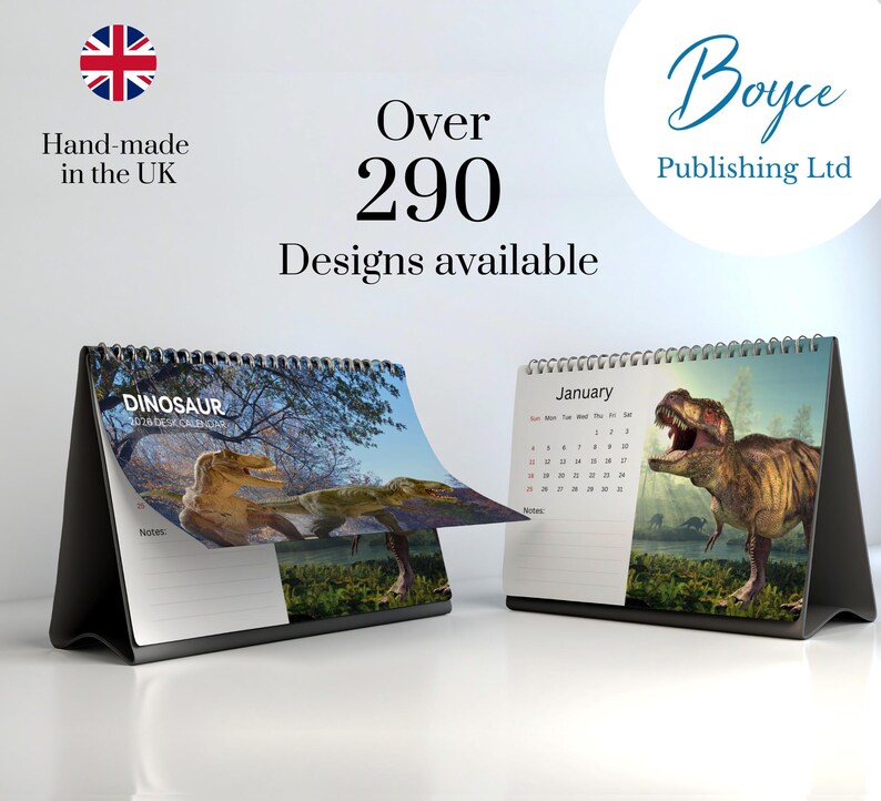 Dinosaur Desk Calendar 2026-2027: Standing Flip Desktop Calendar With ...