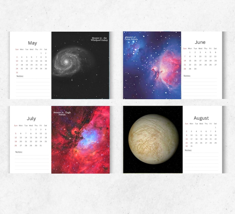 Astronomy Desk Calendar 2026-2027: Standing Flip Desktop Calendar With ...