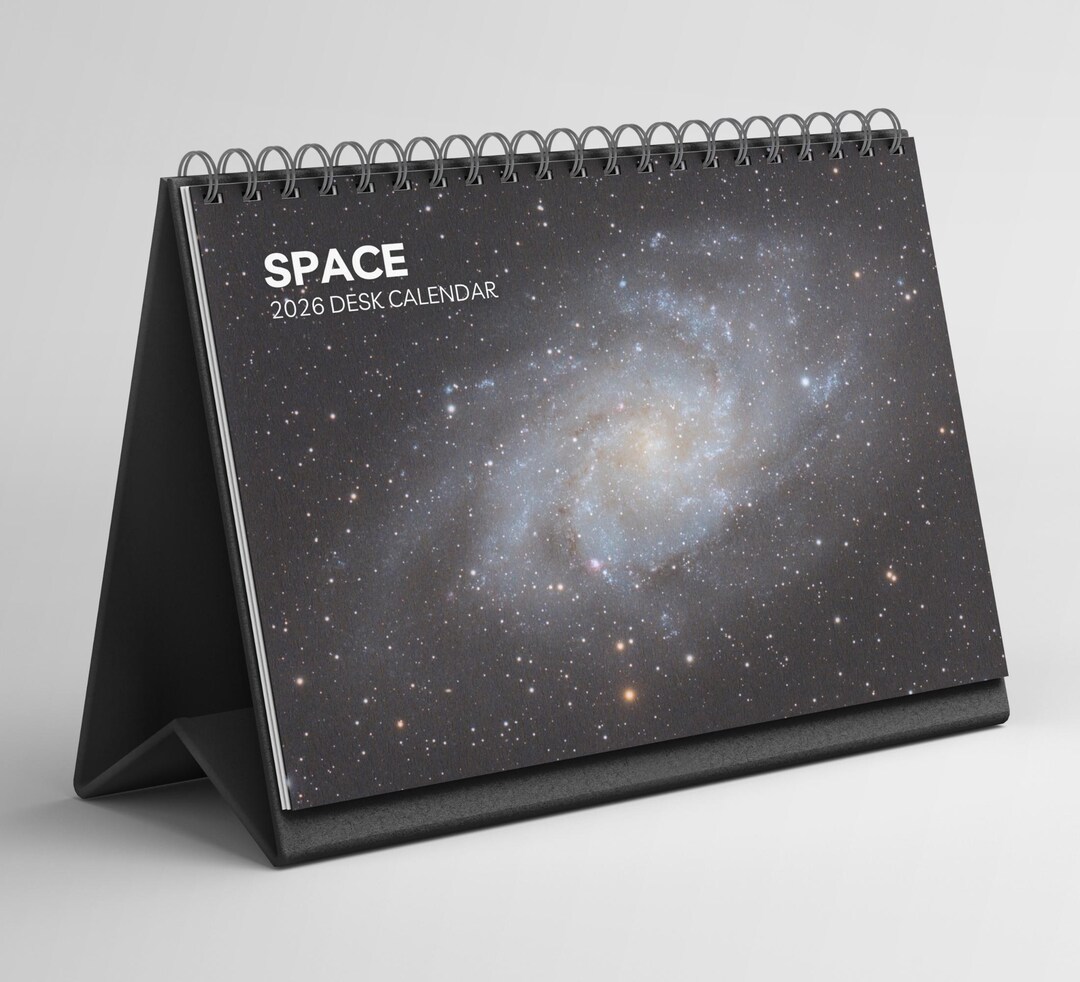 Space Desk Calendar 2026-2027: Standing Flip Desktop Calendar With ...