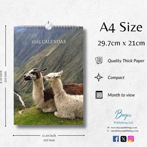 Alpacas Calendar 2025: Monthly Wall Calendar With Notes, Hanging A4 ...