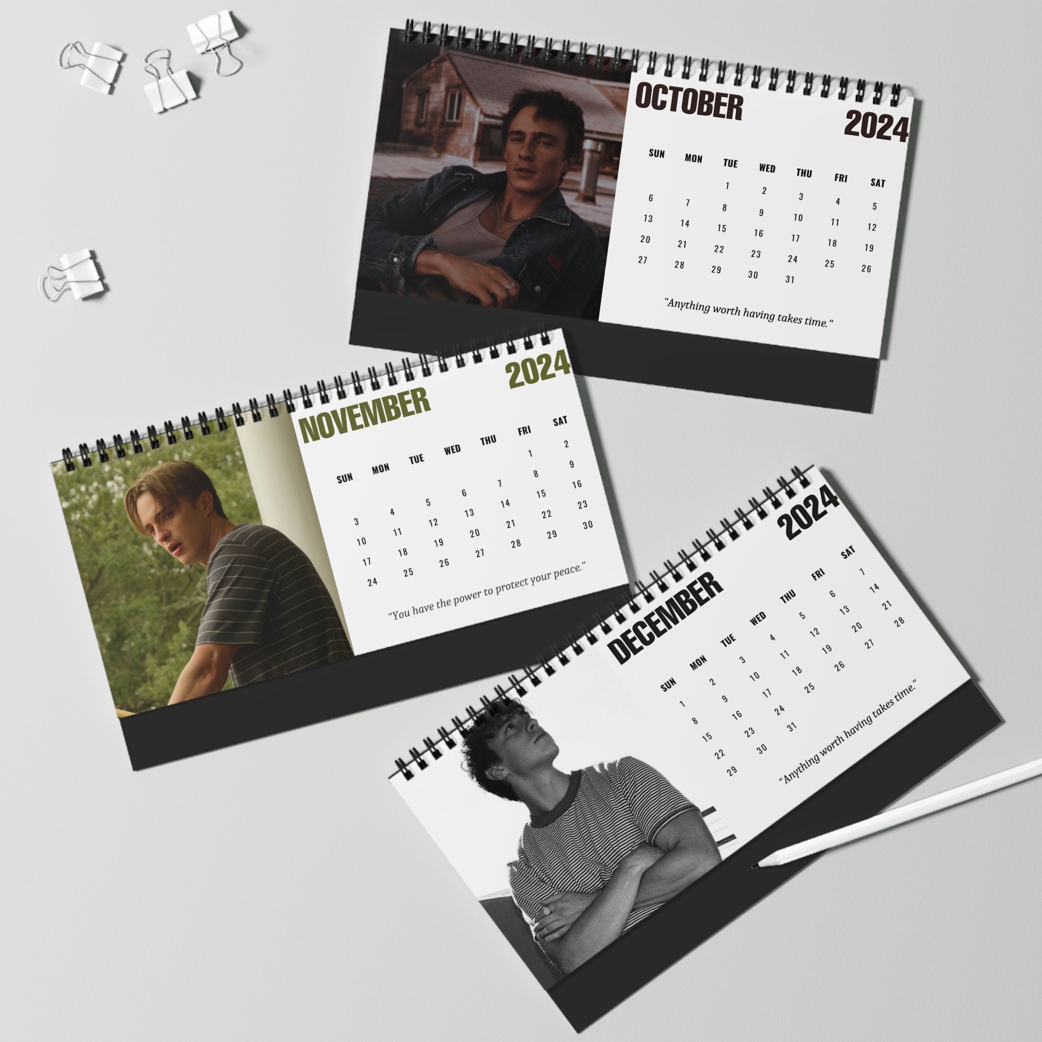 2024 Drew Starkey Calendar | Celebrity Calendar | 2024 Desk Calendar ...