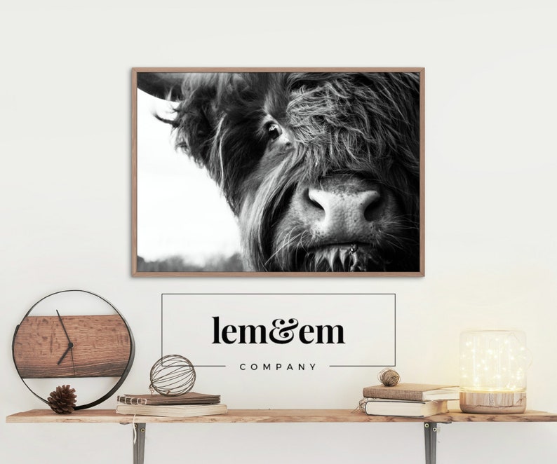 COW PRINT - Digital Download - Highland Cow Art - Cow Wall Art - Fluffy ...