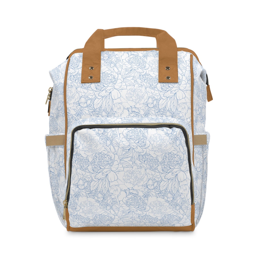 Baby Blue Floral Backpack Diaper Bag | Trendy Baby Bag | Best Baby ...
