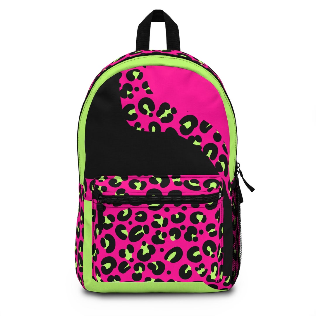 Trendy Cheetah Backpack, Neon Backpacks, Cheetah Print School Bag ...