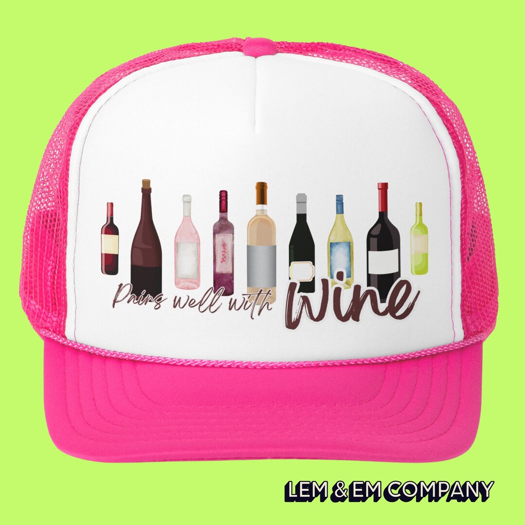 Pairs Well With Wine Trucker Cap | Wine Hats | Trendy Hats for Women ...
