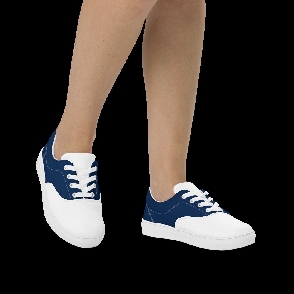 Navy & White Canvas Shoes, Shoes for Women, Navy Canvas Saddle Shoes ...