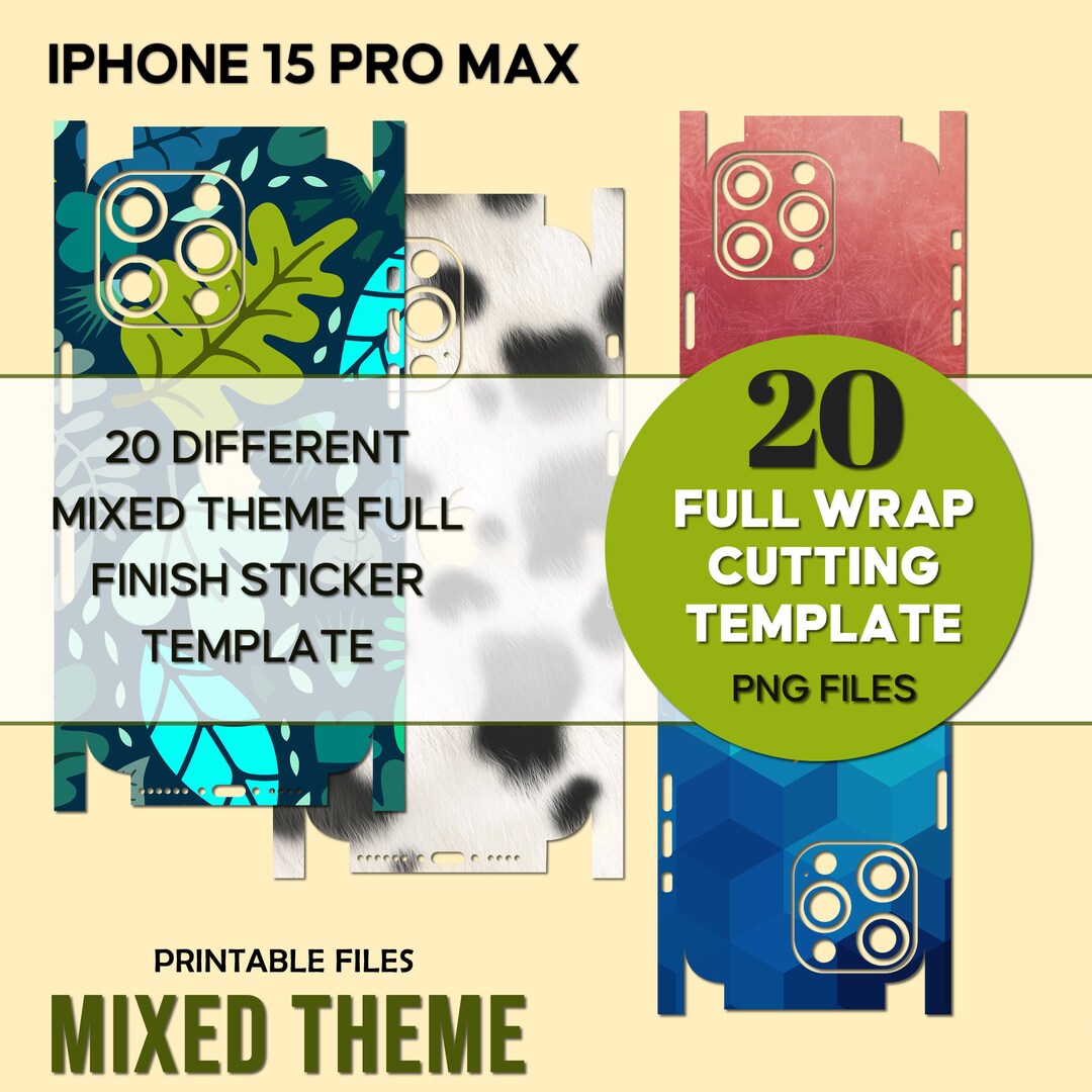 Apple iPhone 15 Pro Max Mixed Themes Template Full Wrap Skin - Etsy
