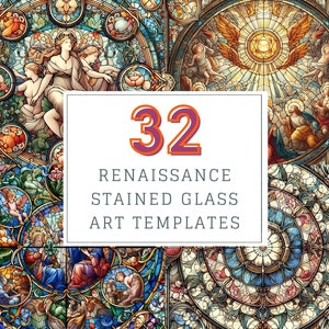 Stained Glass Digital Paper Renaissance Themed Bundle, Printable ...