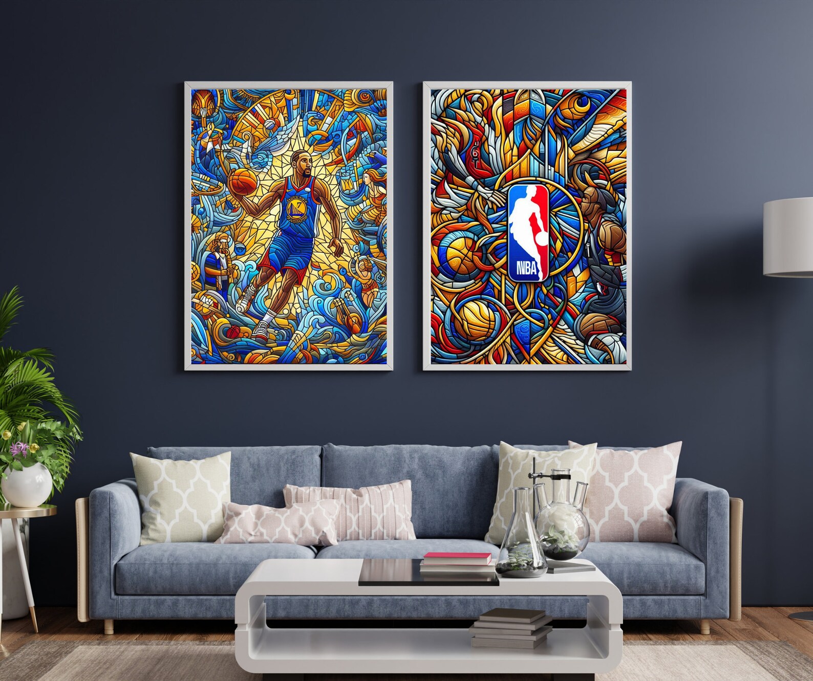 Stained Glass Digital Paper NBA Themed Bundle, Printable Textures ...