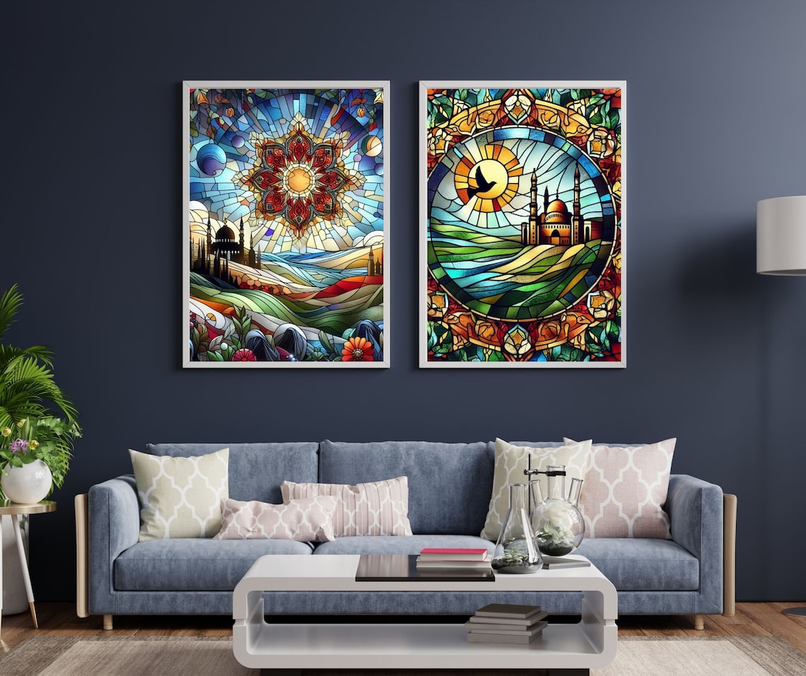 Stained Glass Digital Paper Palestine Themed Bundle, Printable Textures ...