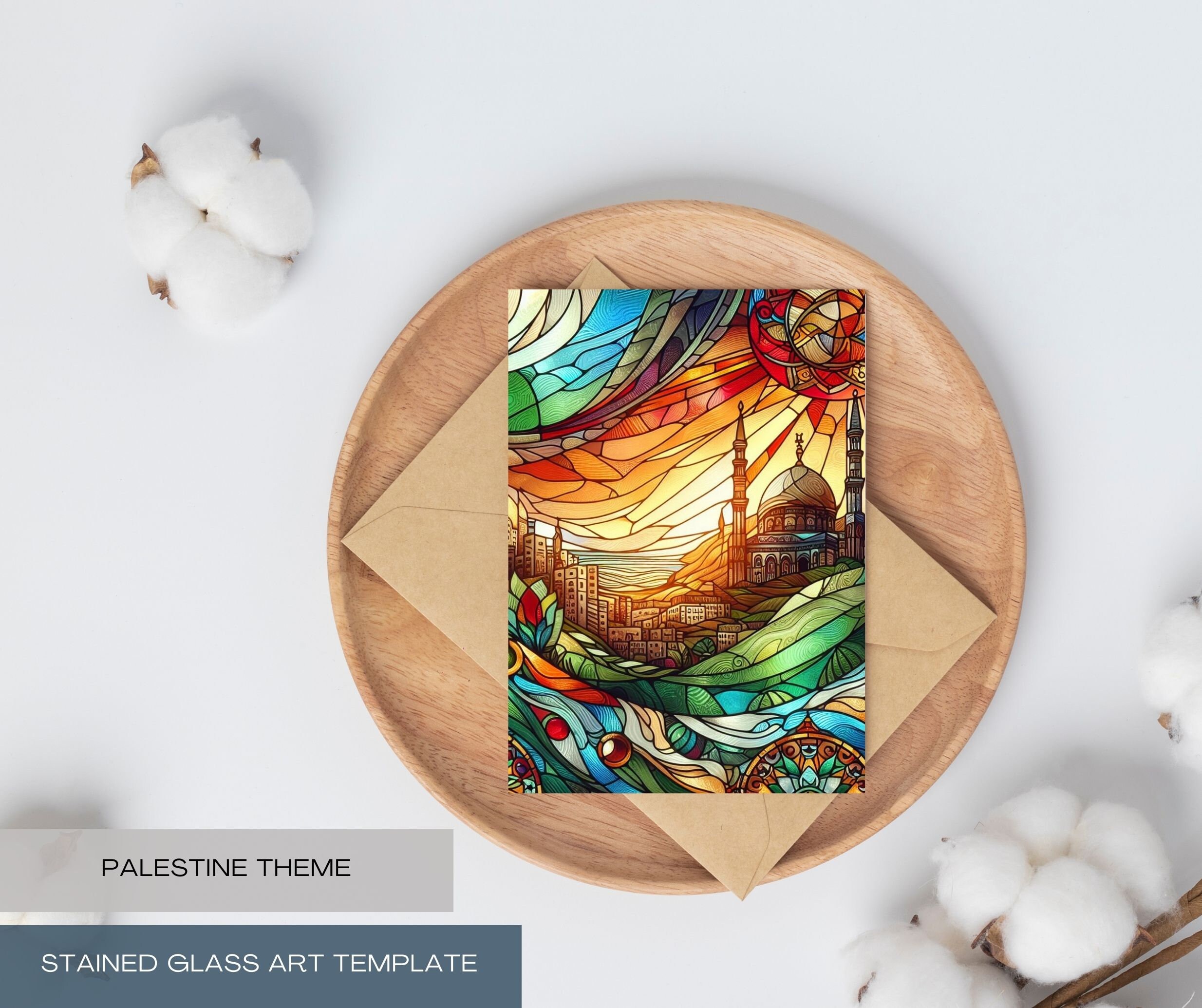 Stained Glass Digital Paper Palestine Themed Bundle, Printable Textures ...