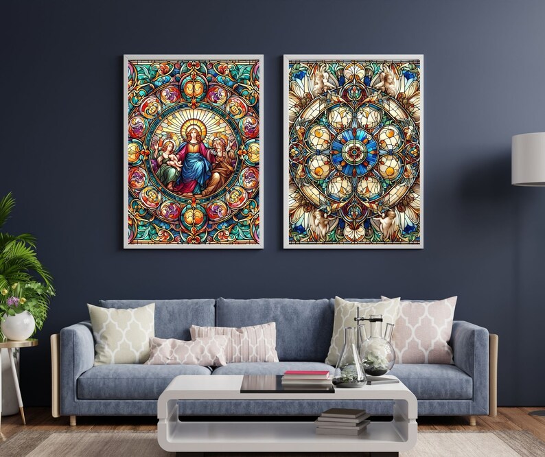 Stained Glass Digital Paper Renaissance Themed Bundle, Printable ...