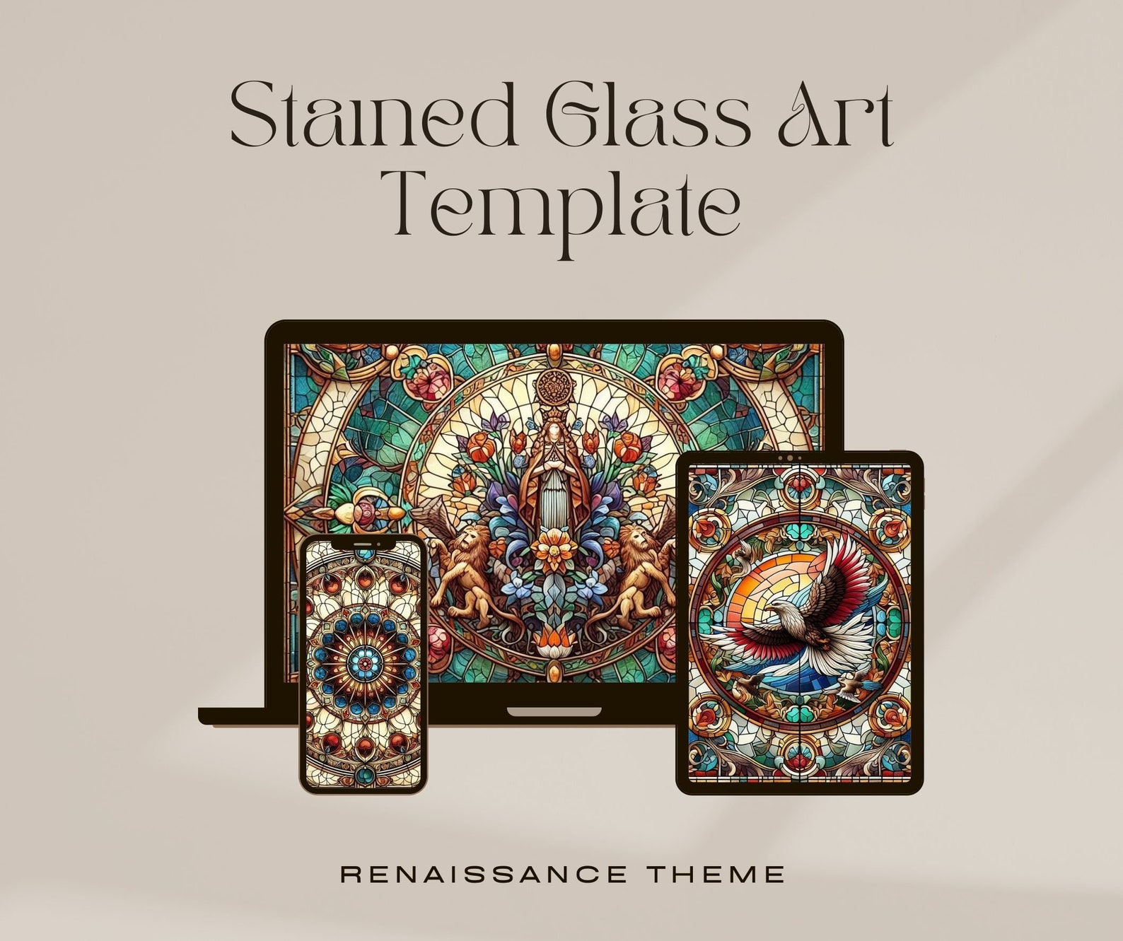Stained Glass Digital Paper Renaissance Themed Bundle, Printable ...