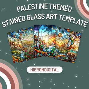 Stained Glass Digital Paper Palestine Themed Bundle, Printable Textures ...