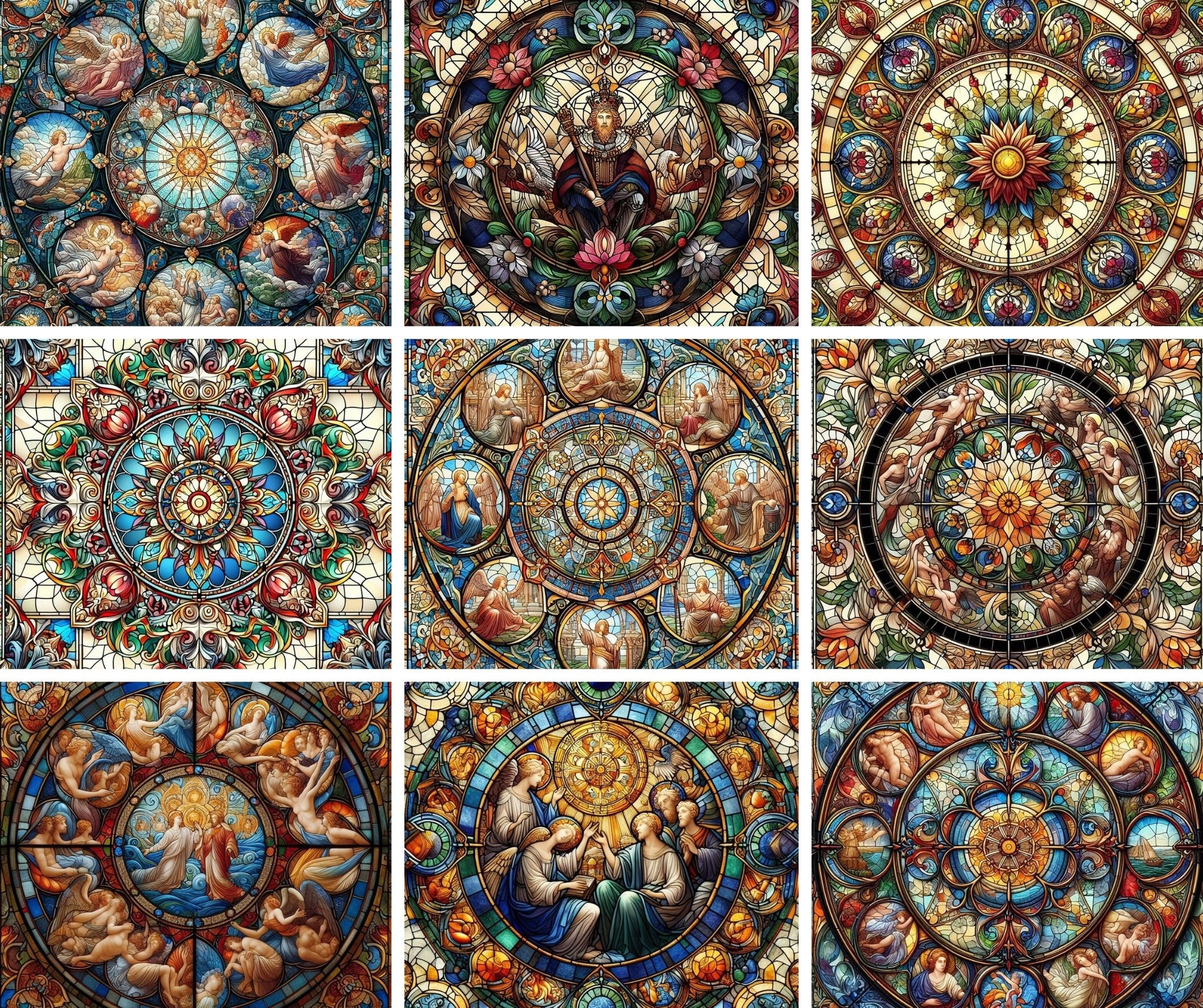 Stained Glass Digital Paper Renaissance Themed Bundle, Printable ...