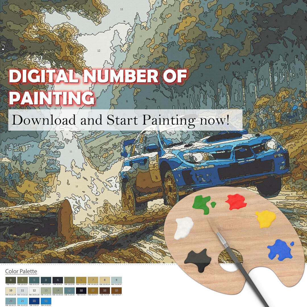 Paint by Numbers Rally Themed, Digital Number of Painting Rally, Paint ...
