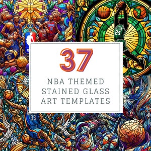 Stained Glass Digital Paper NBA Themed Bundle, Printable Textures ...