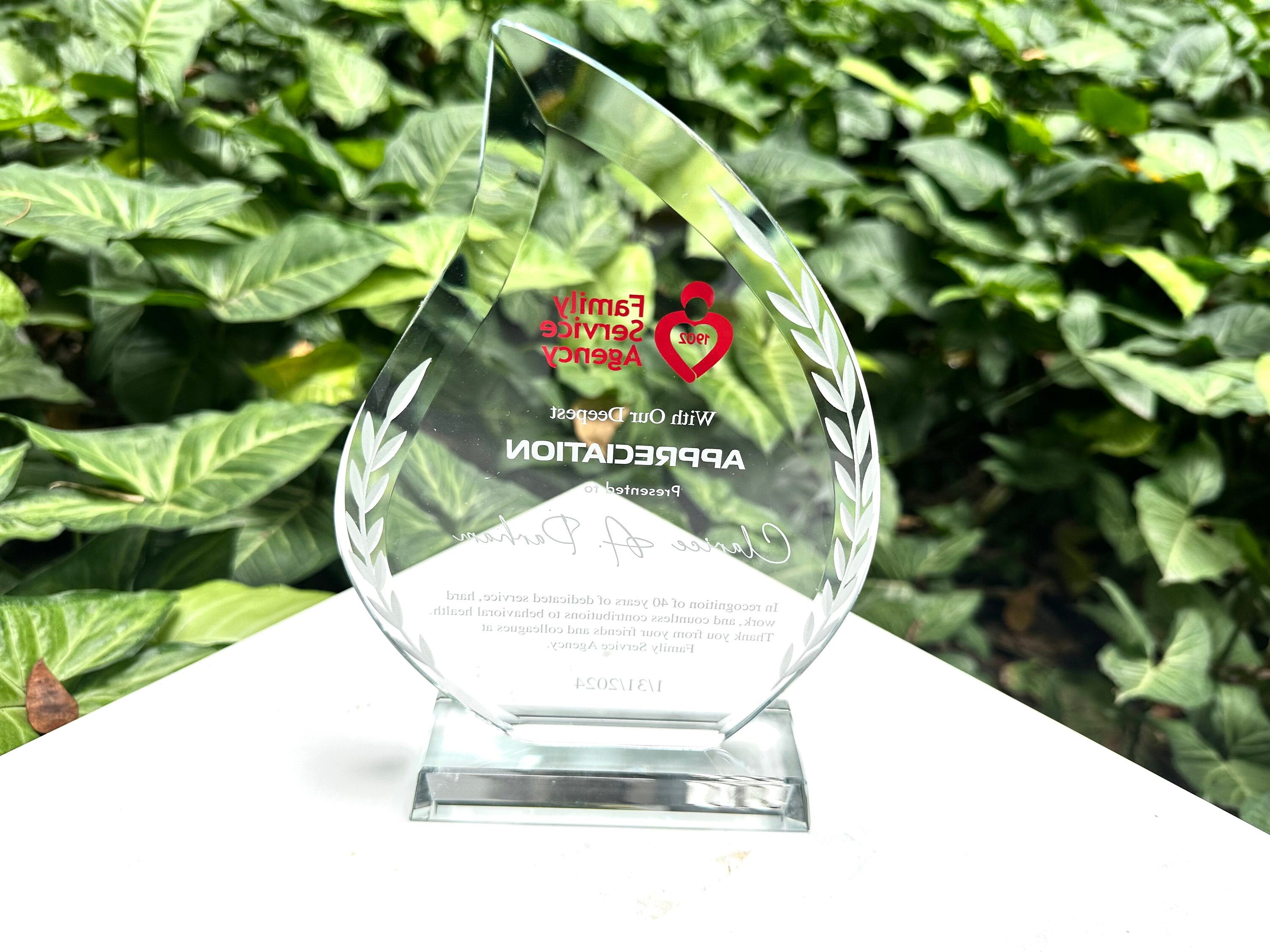 Custom Flame Crystal Award Trophy, Retirement Award Plaque, Engraved ...