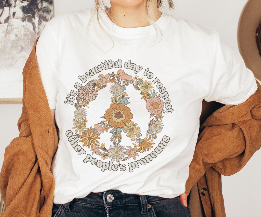 Süß Boho Blumen Queer Respect Pronouns T-Shirt,Pride Monat LGBT Shirt ...